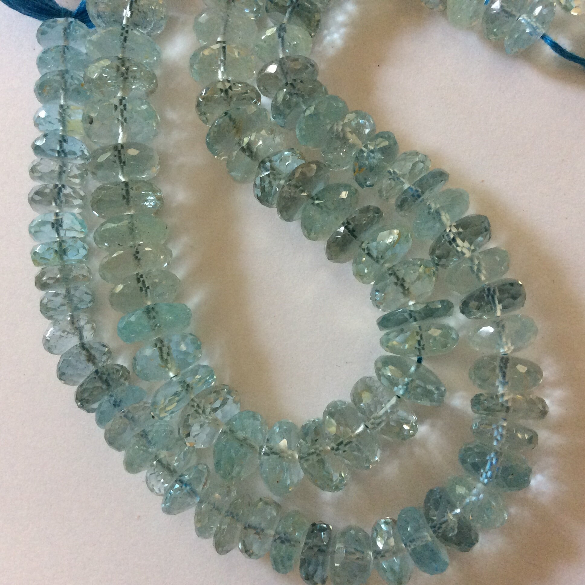 Beads, Aquamarine faceted rondelles, Aqua Gemstone beads, Aquamarine ...