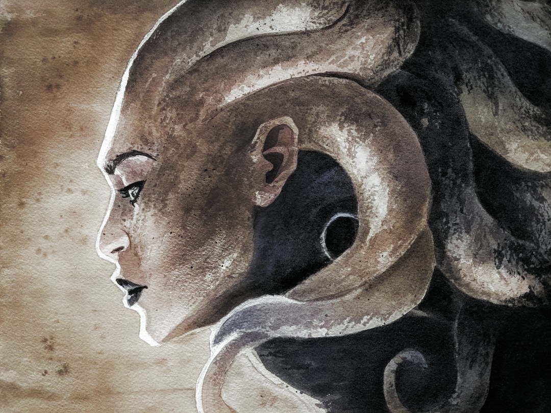 Medusa Ink Painting Print - Etsy