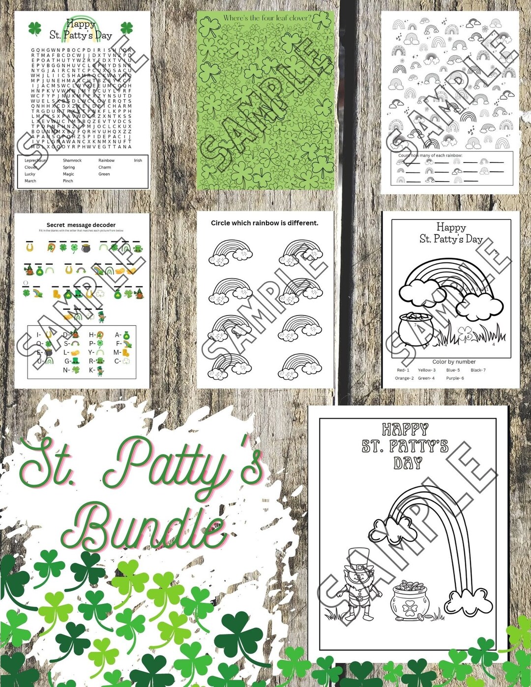 Printable St. Patricks Day Activity Bundle 7 Pages Download Word Search ...