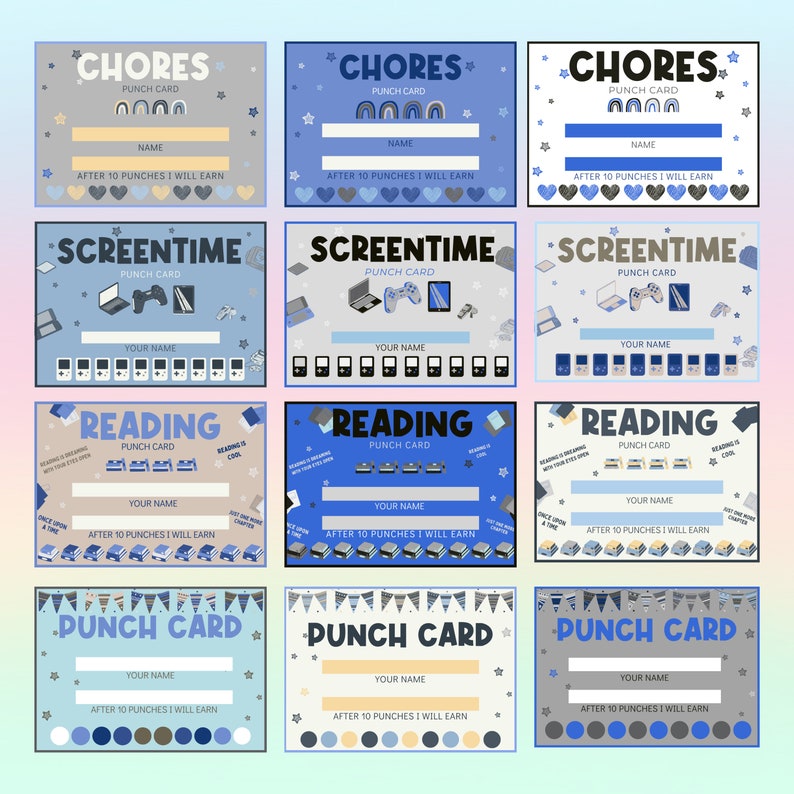 EDITABLE Punch Cards for Kids! -instant Download - Etsy