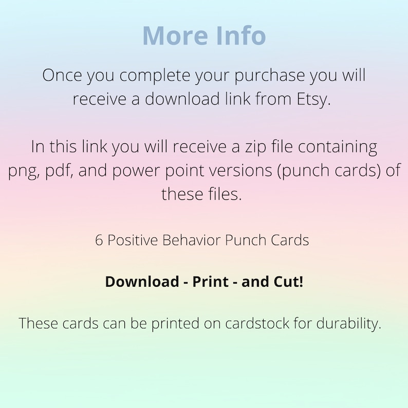 Positive Behavior Punch Cards! | Instant Download and Editable ...