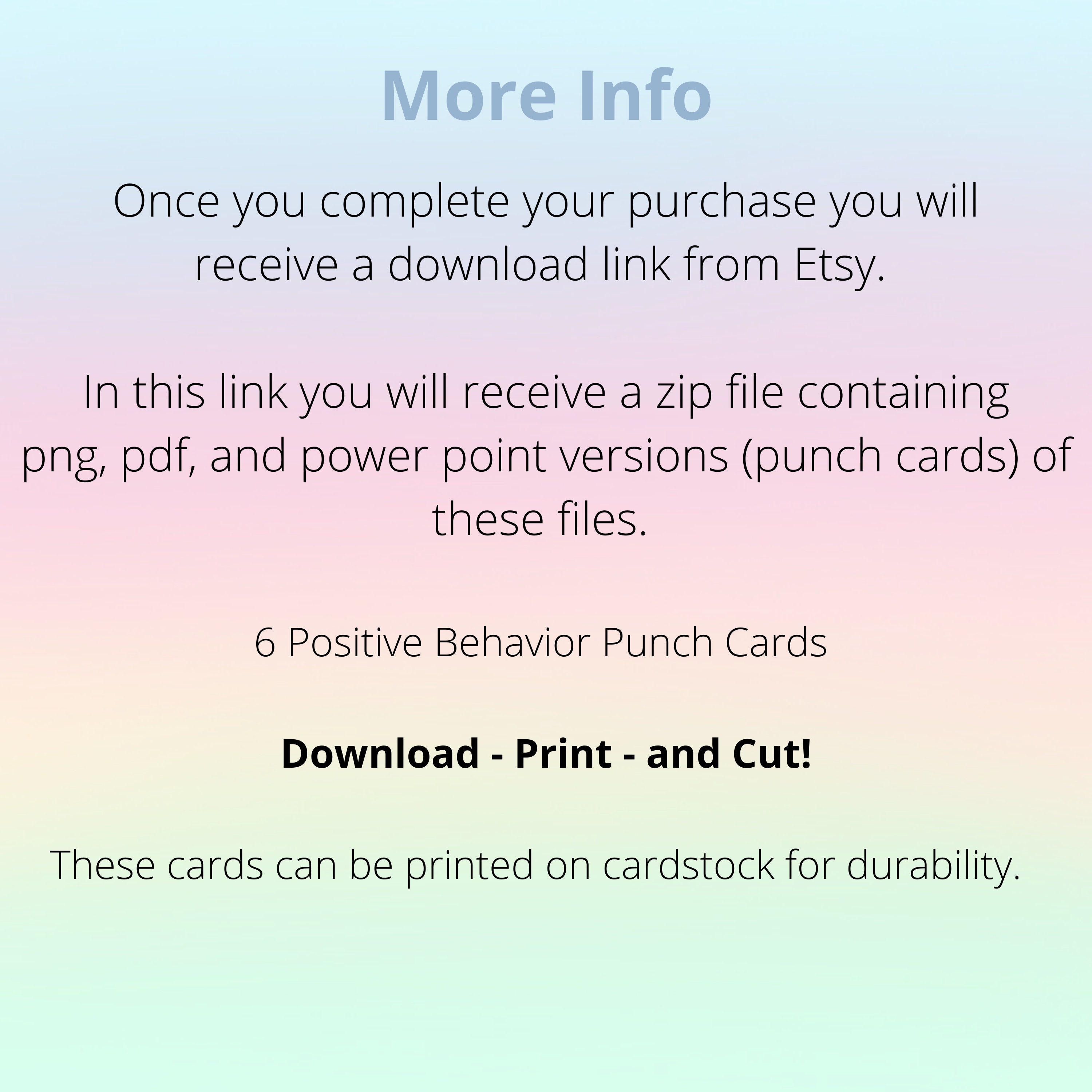 Positive Behavior Punch Cards Instant Download and Editable Behavior ...