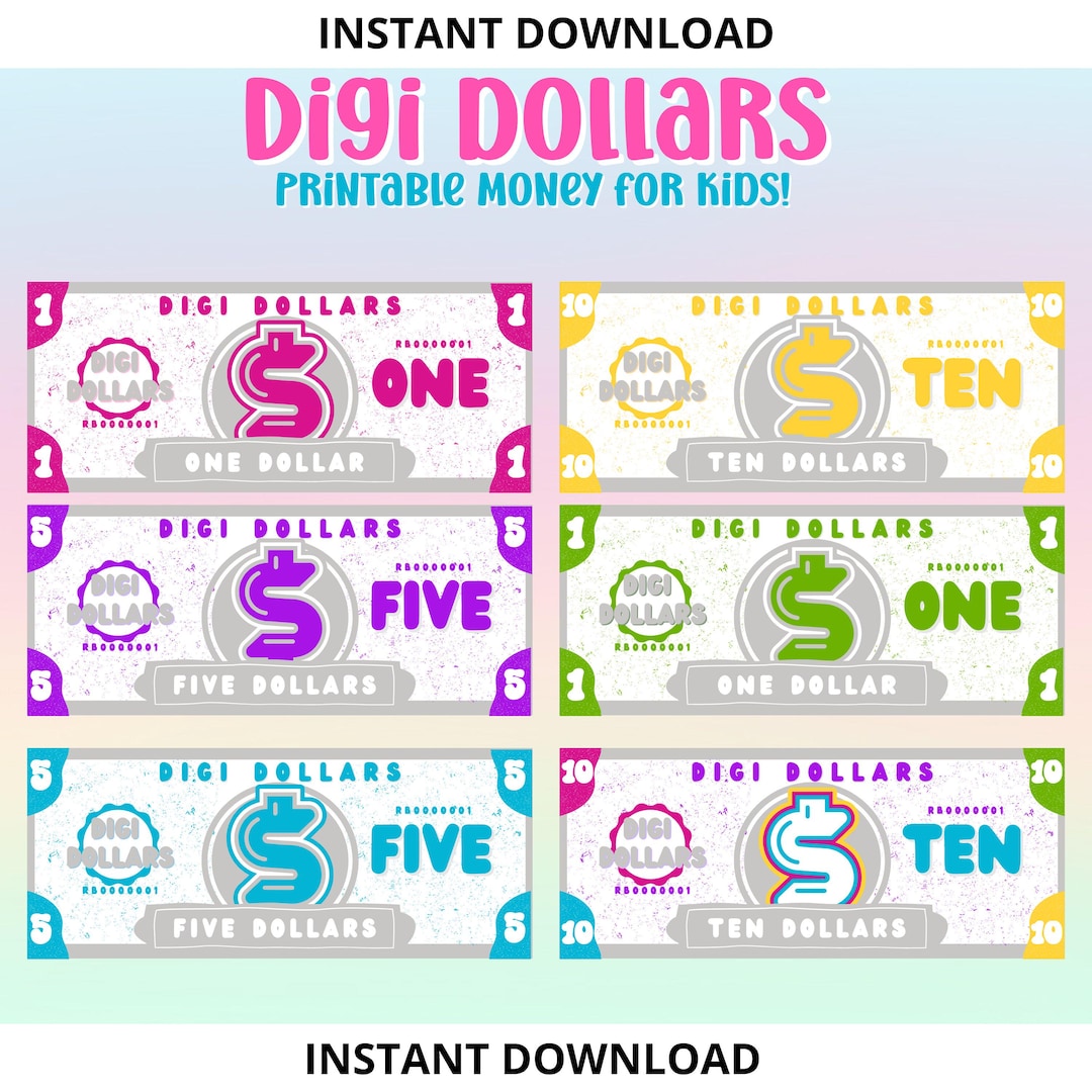 Printable Play Money for Kids | Educational & Fun Downloadable Bills - Etsy