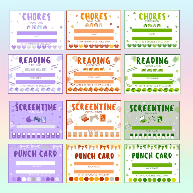The Ultimate Punch Card Bundle instant Download - Etsy
