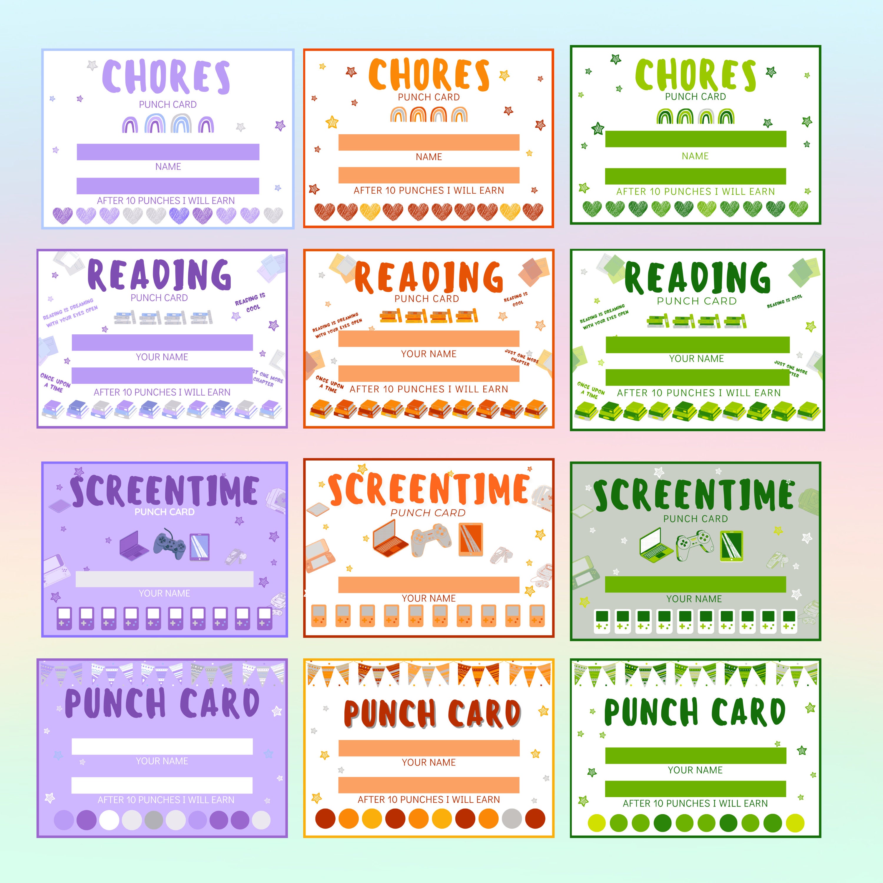The Ultimate Punch Card Bundle instant Download - Etsy