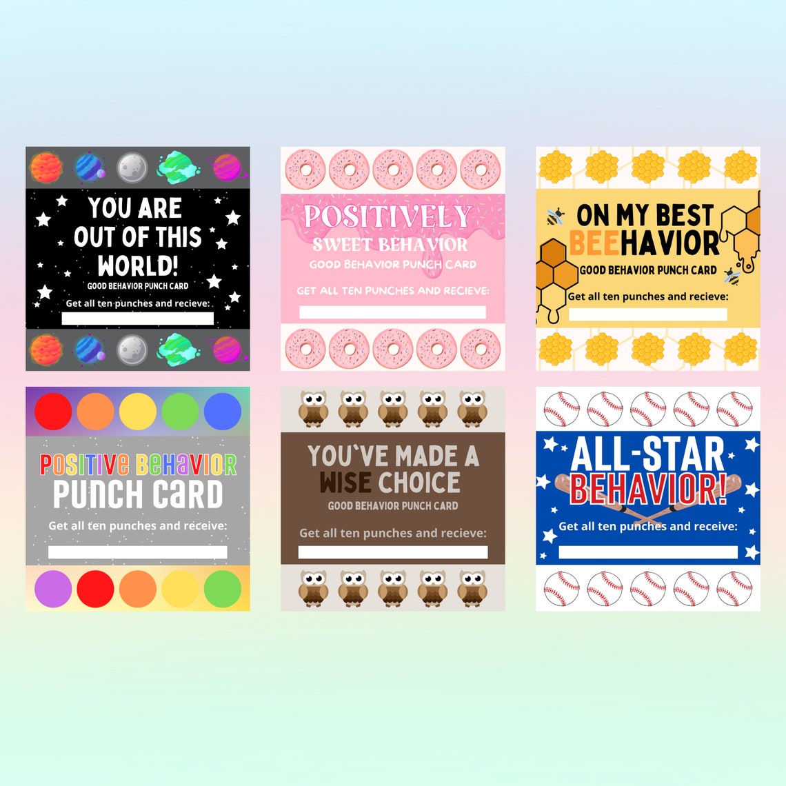 Positive Behavior Punch Cards! | Instant Download and Editable ...