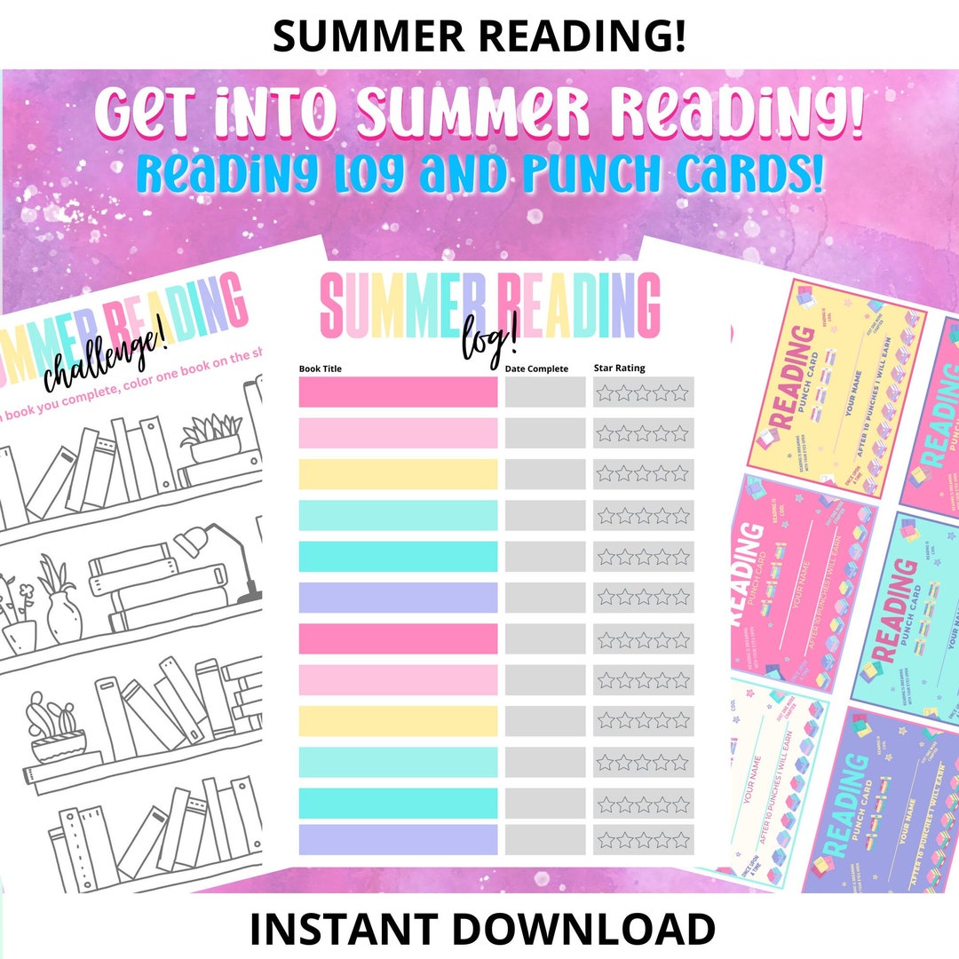 Kids Summer Reading Bundle: Logs & Punch Cards (editable Instant ...