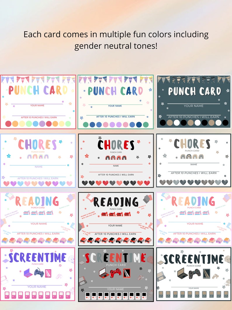 Punch Cards for Kids EDITABLE Instant Download positive Behavior Punch ...