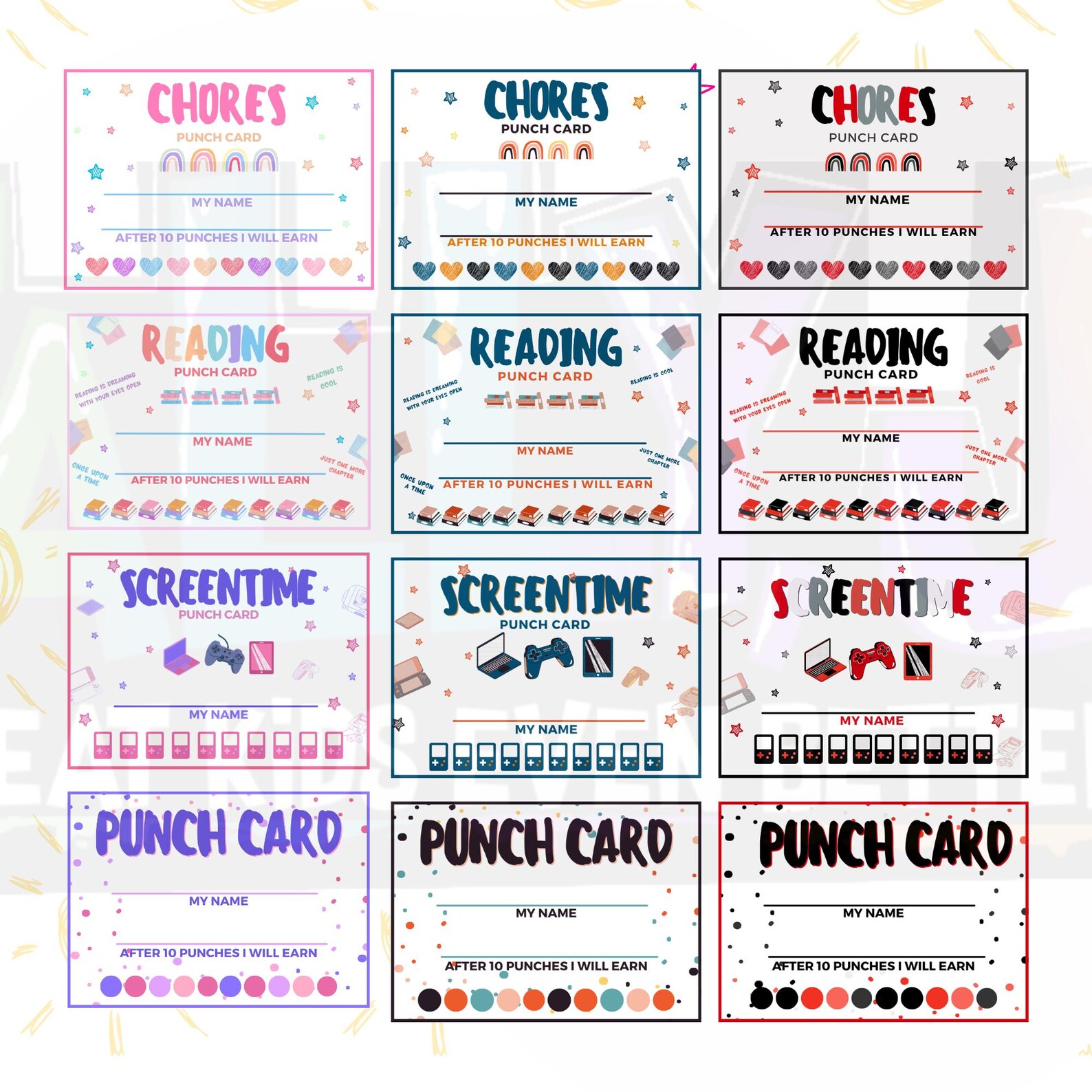 Editable Kids Punch Card: Positive Behavior Reward (digital Download ...