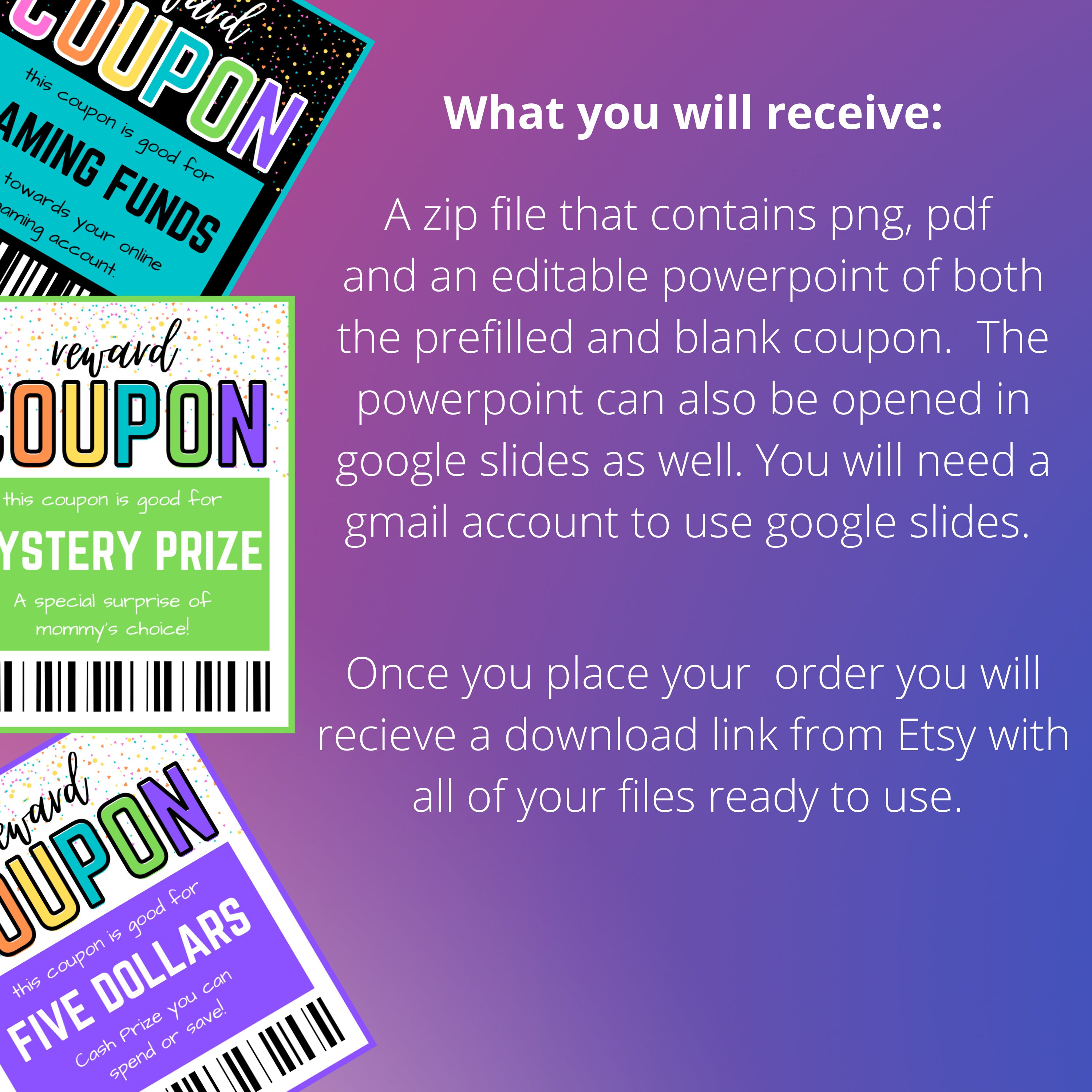 EDITABLE Reward Coupons for Kids | Instant Download! - Etsy