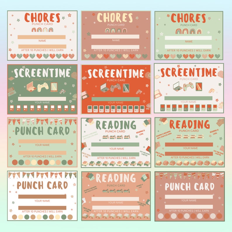 The Ultimate Punch Card Bundle instant Download - Etsy