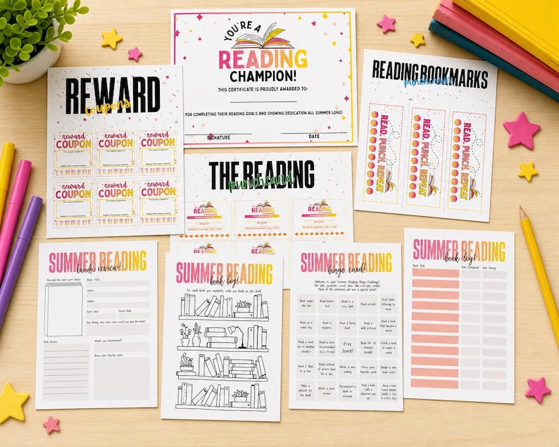 Kids Summer Reading Challenge | Reading Log, Reward System & Punch ...