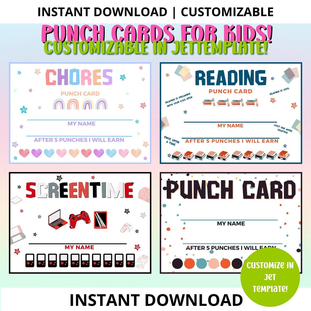 Editable Kids Punch Card: Positive Behavior Reward (digital Download ...