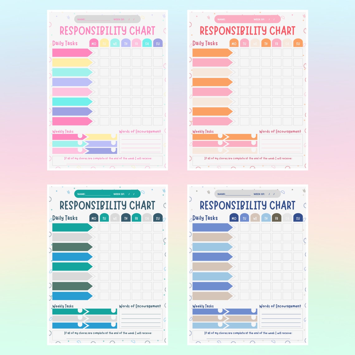 Responsibility Charts for Kids Responsibility Chart Chore - Etsy