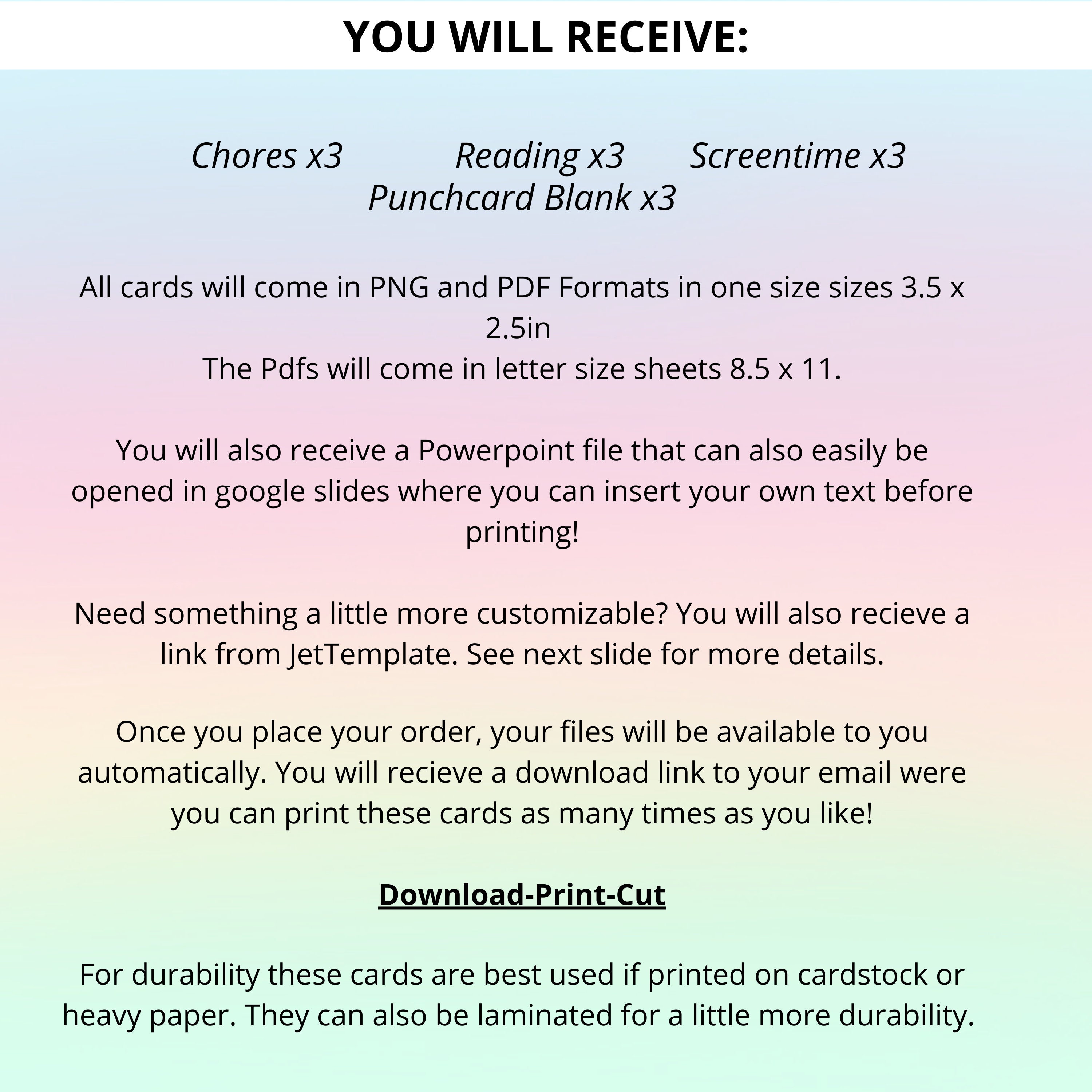 EDITABLE Punch Cards for Kids instant Download - Etsy Hong Kong