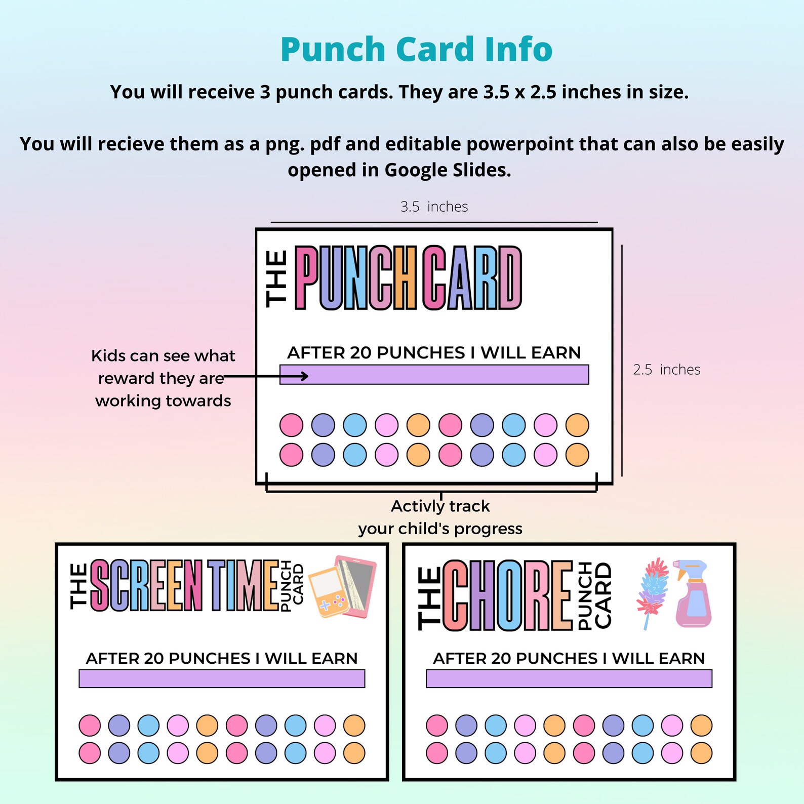 Punch Cards for Kids! -instant Download |positive Behavior Punch Card ...