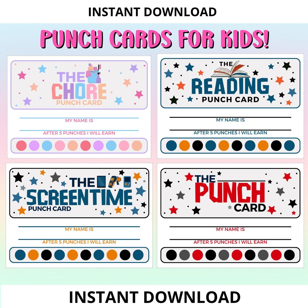 Punch Cards for Kids! -EDITABLE Instant Download |positive Behavior ...