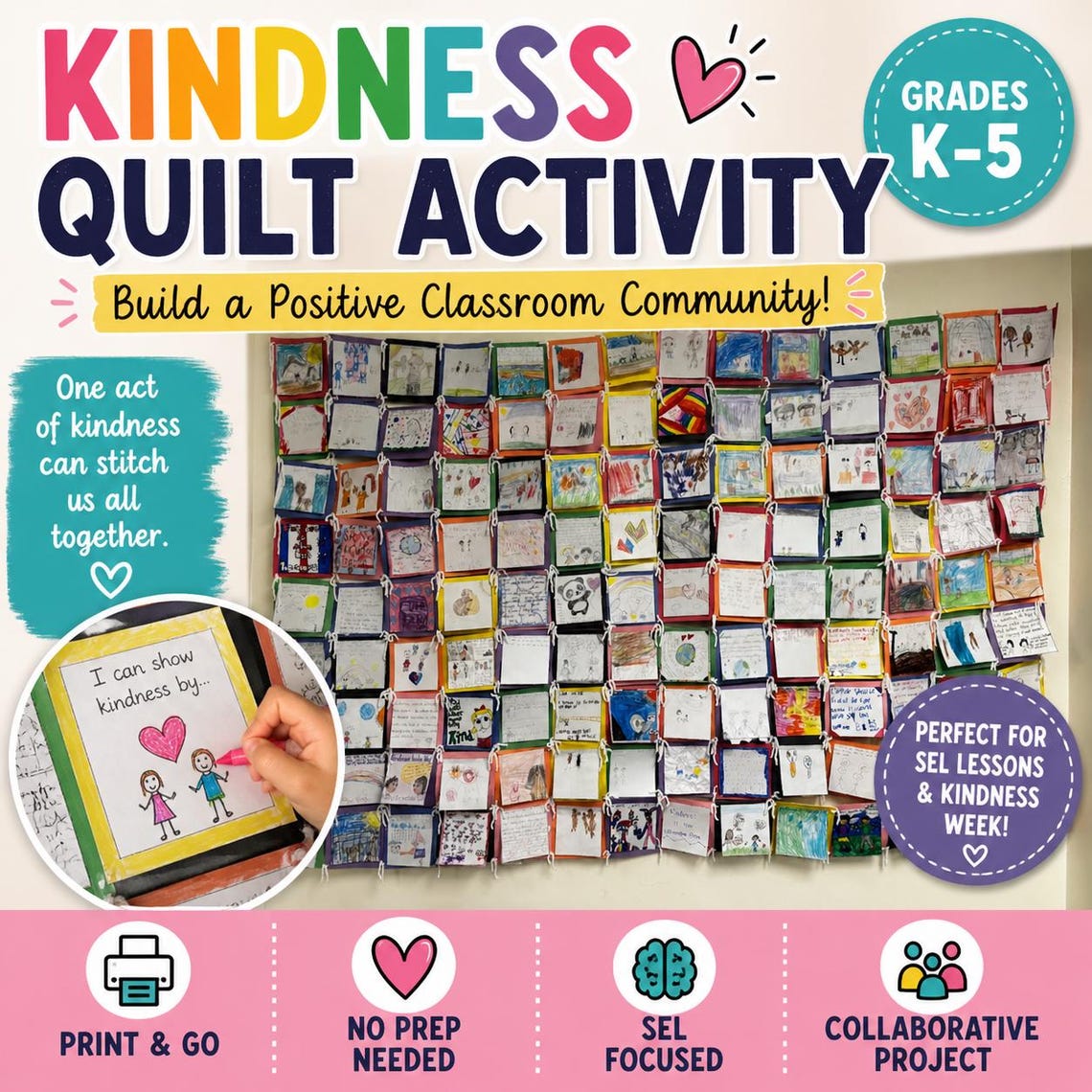 Kindness Quilt SEL Activity | Classroom Kindness Project | Social ...