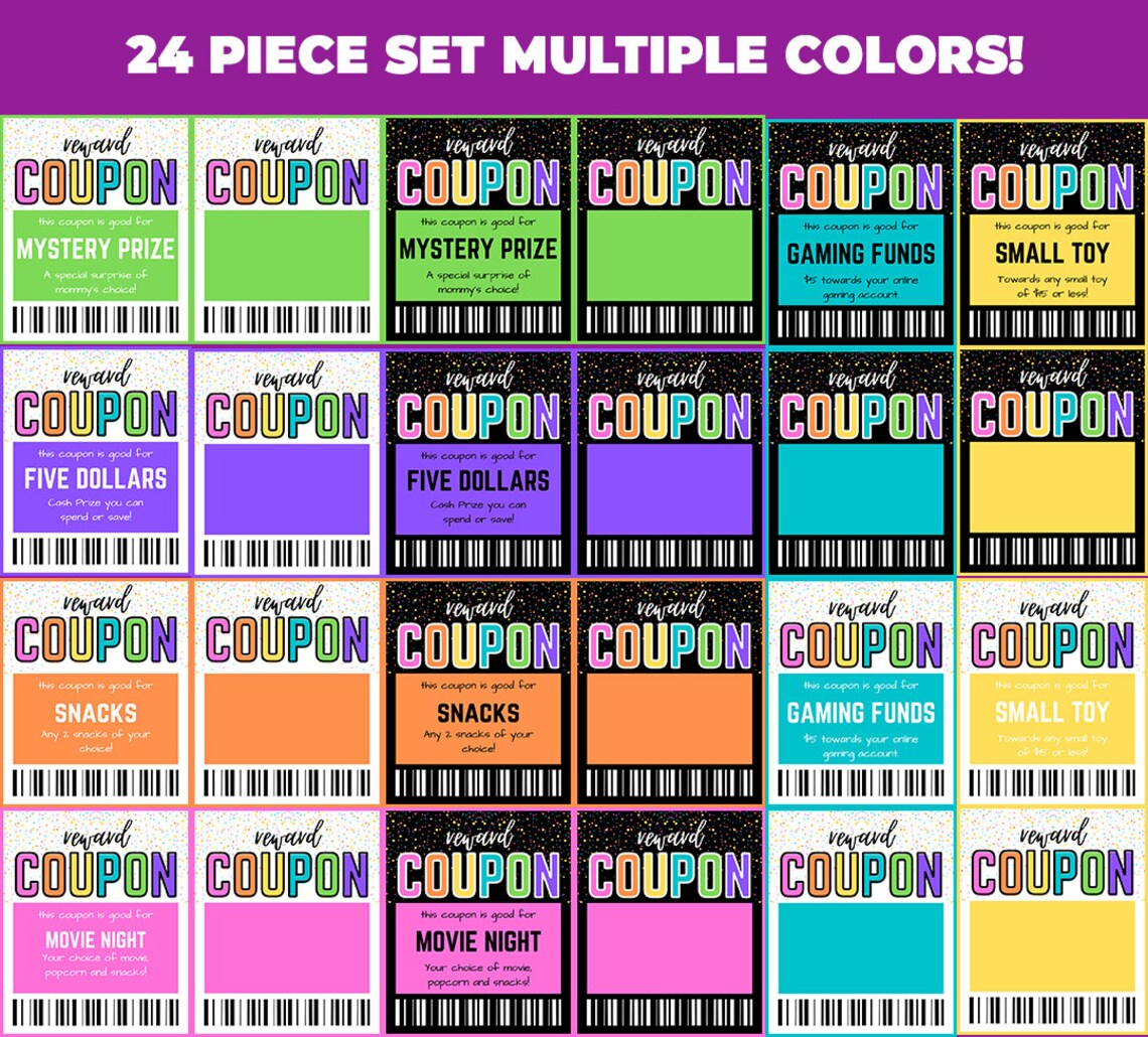 EDITABLE Reward Coupons for Kids | Instant Download! - Etsy