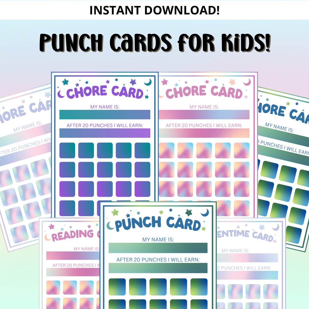 Punch Cards for Kids! - Instant Download |positive Behavior Punch Card ...