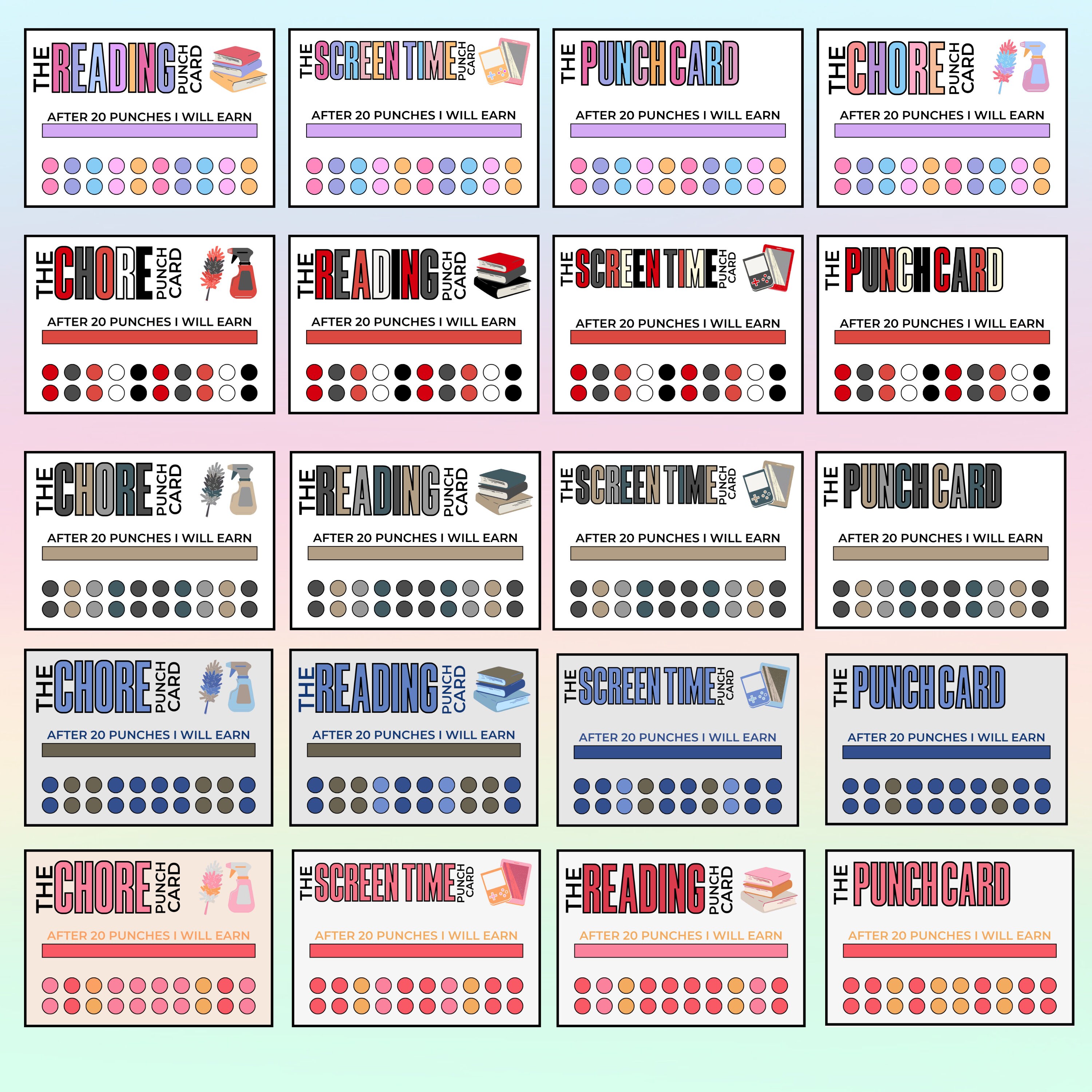 Punch Cards for Kids! -instant Download |positive Behavior Punch Card ...