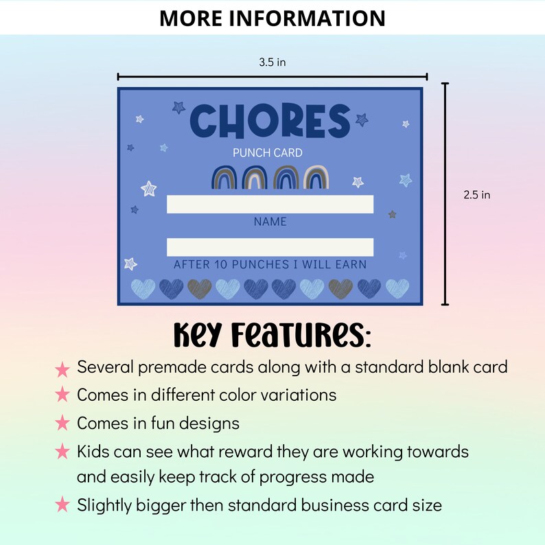EDITABLE Punch Cards for Kids! -instant Download - Etsy