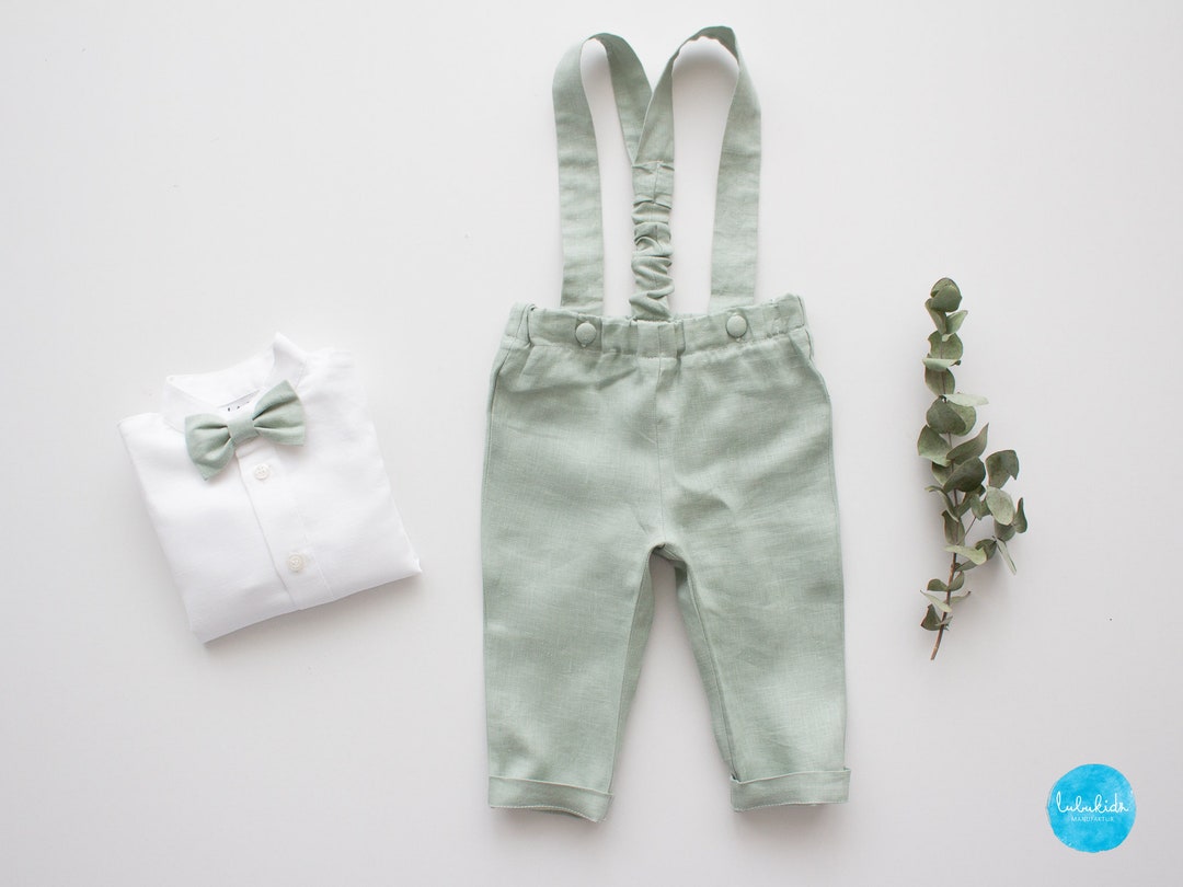Eucalyptus Green Ring Bearer Boy Pants, Page Boy Wedding Suspender ...