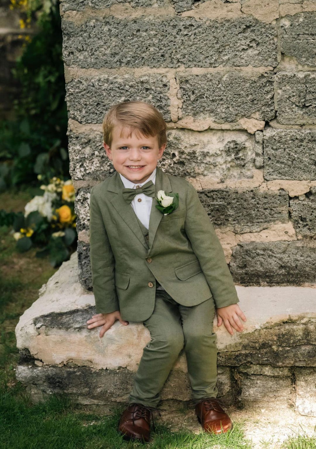 Sale - Boys' Ring Bearer Outfit, Wedding Suit, Boys' Suit - 5pce Smoke ...