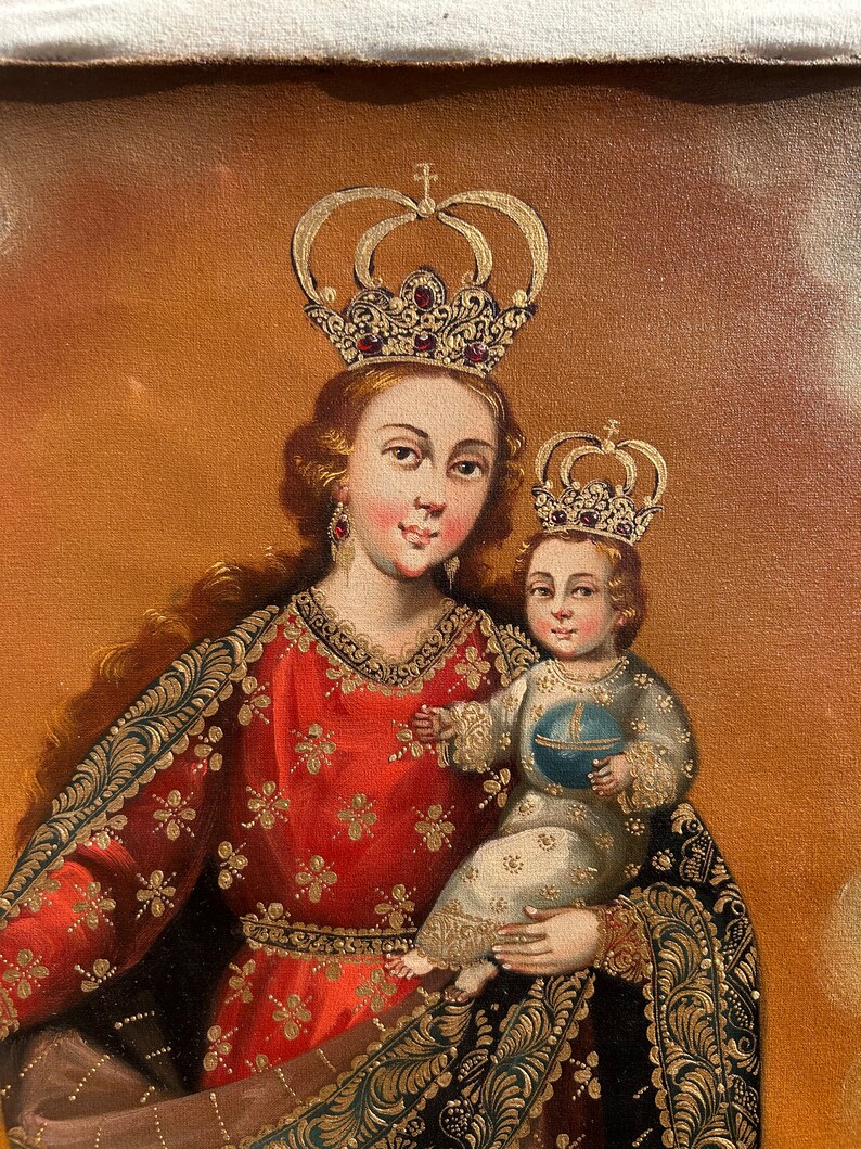 Our Lady and Child Jesus Peruvian Oil Painting - Etsy