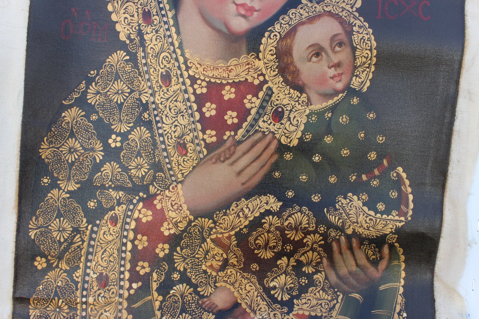 Virgin Mary and Baby Jesus Oil Painting - Peruvian Art - Etsy