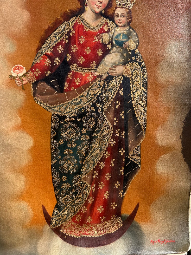 Our Lady and Child Jesus Peruvian Oil Painting - Etsy