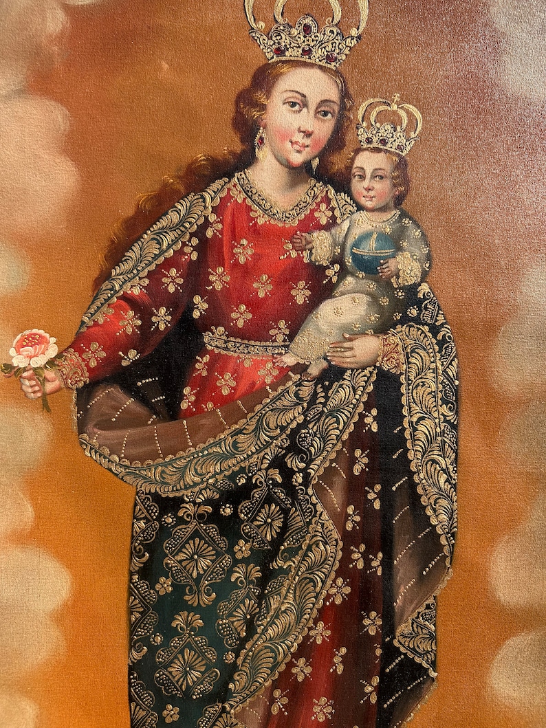 Our Lady and Child Jesus Peruvian Oil Painting - Etsy