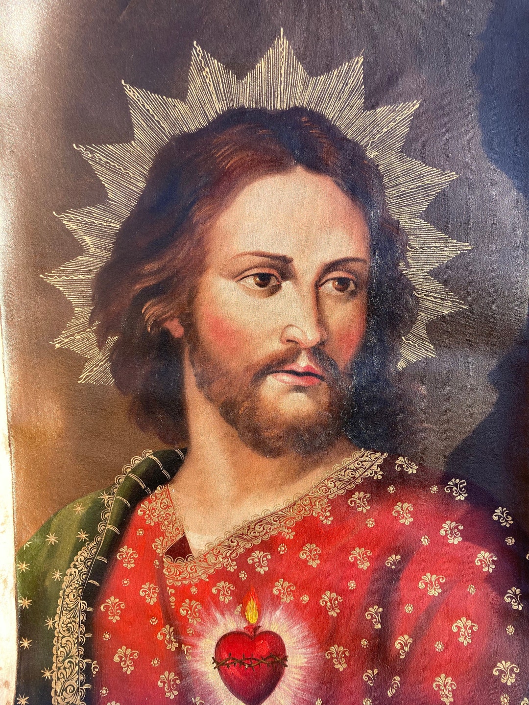 Jesus of the Sacred Heart Oil Painting - Peruvian Art - Etsy