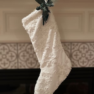 Luxury Christmas Stocking - Handmade in USA, Luxe Snowflakes, Natural ...