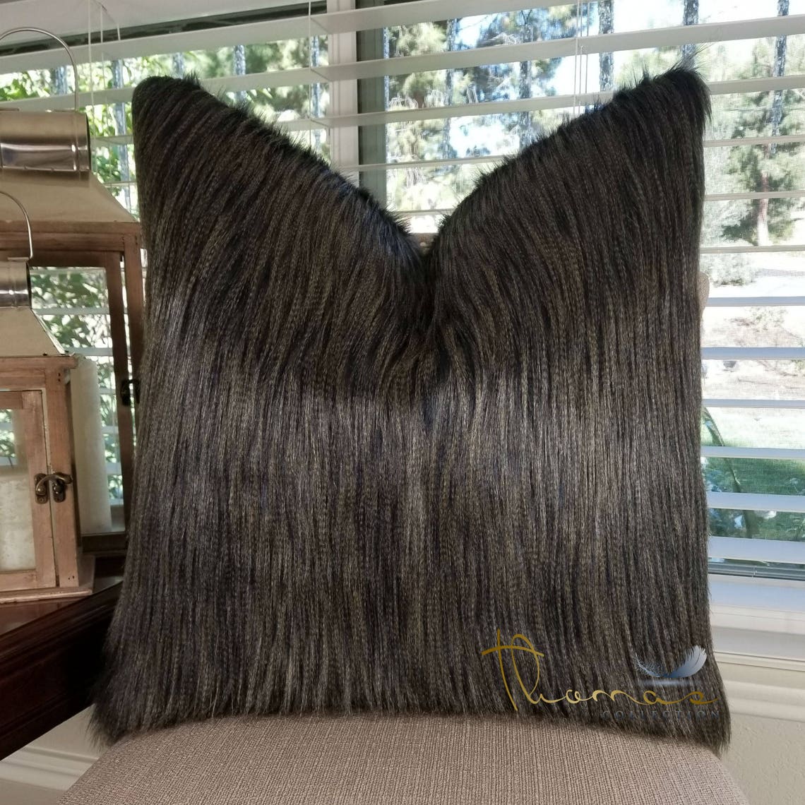 Navy Ostrich Faux Fur Throw Pillow Cover Fancy Ostrich Fur - Etsy