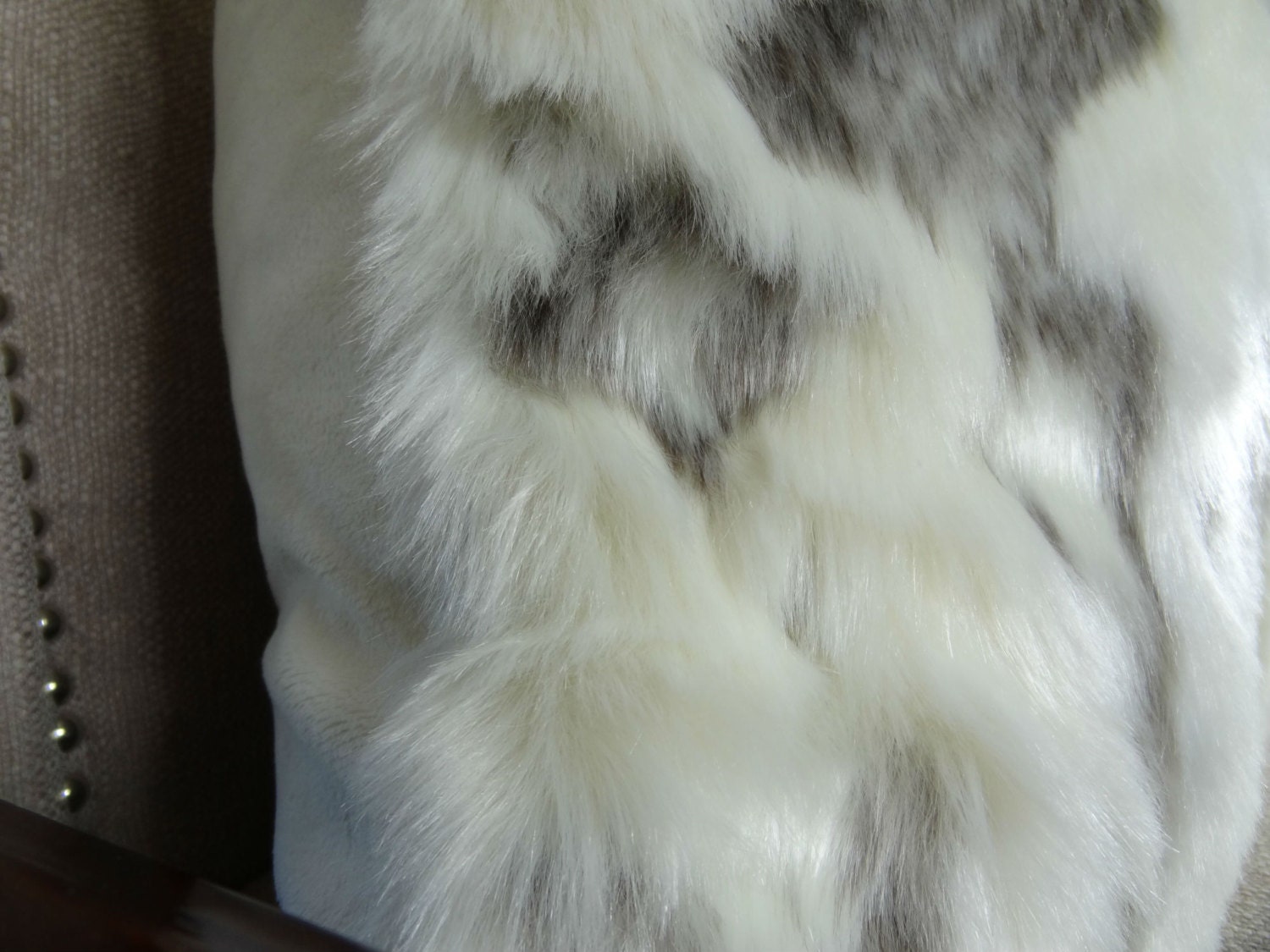 Ivory Faux Fur Throw Pillow Rabbit High/low Fur Pillow | Etsy