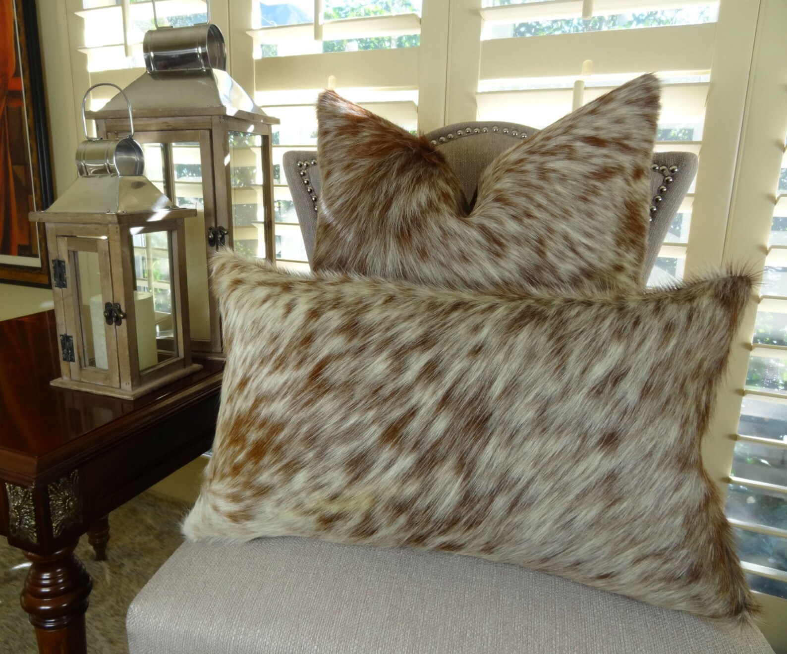 Exotic Decorative Cowhide Throw Pillow Cover Brown Reddish | Etsy