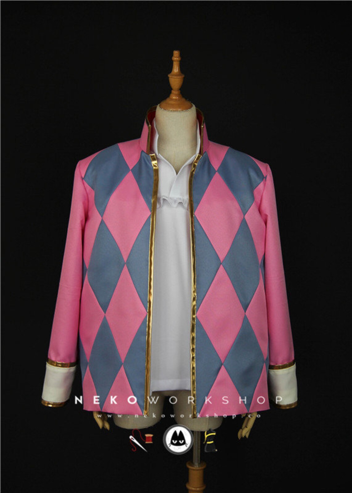 Diamond Pattern Jacket White Shirt Black Waist Pants - Etsy