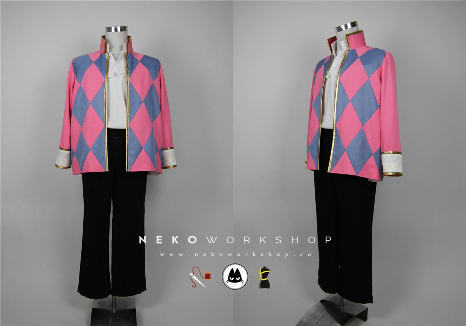 Diamond Pattern Jacket White Shirt Black Waist Pants - Etsy