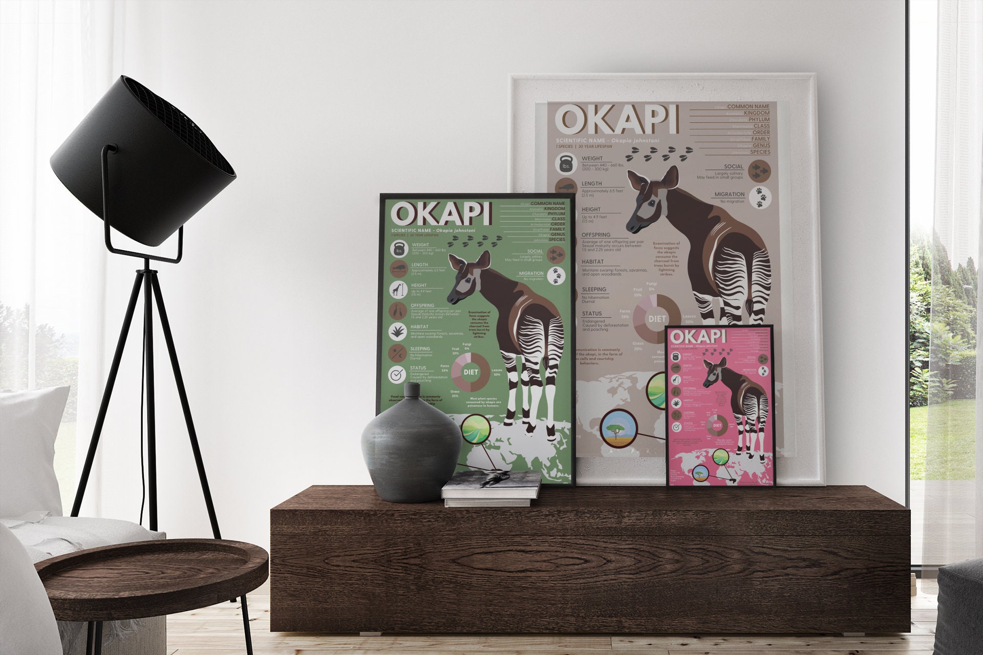 Okapi Print | Exotic Animal Infographic Poster Ft. Original Digital ...