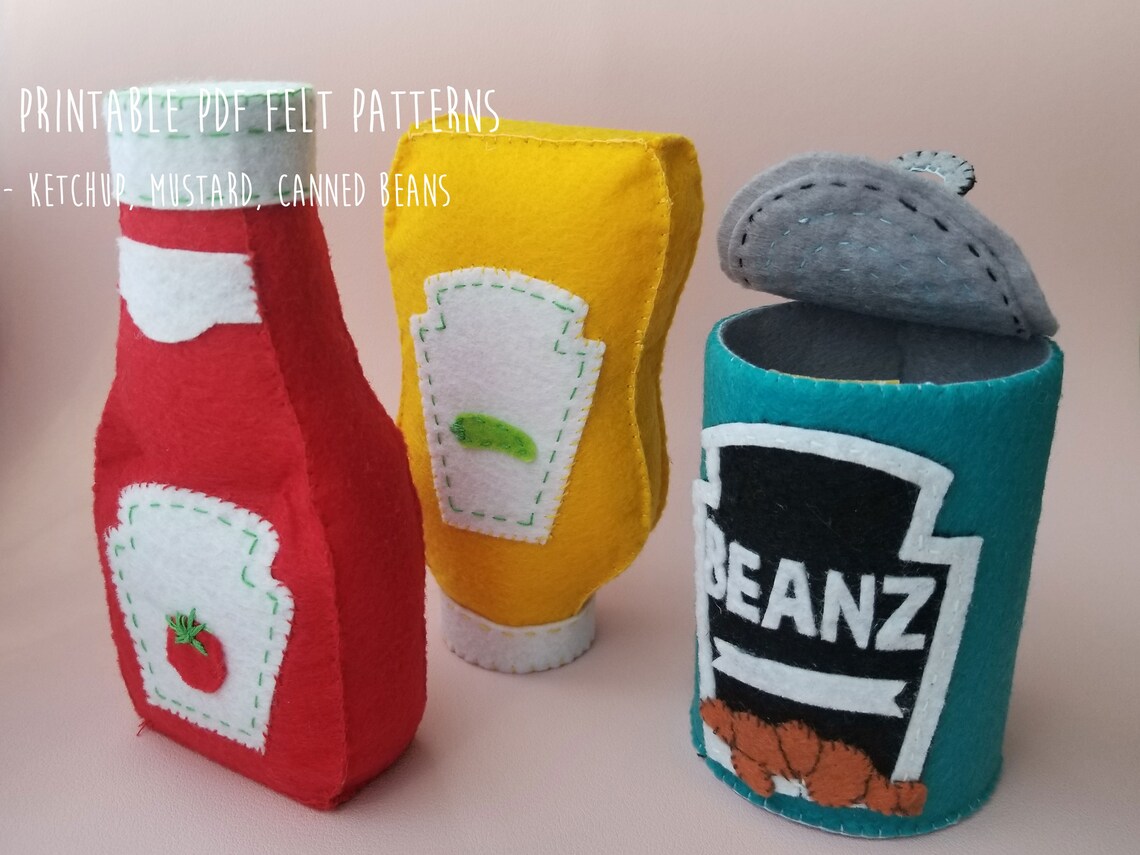 Felt Ketchup Pattern Download, Digital Downloadable Food Pattern, Food ...
