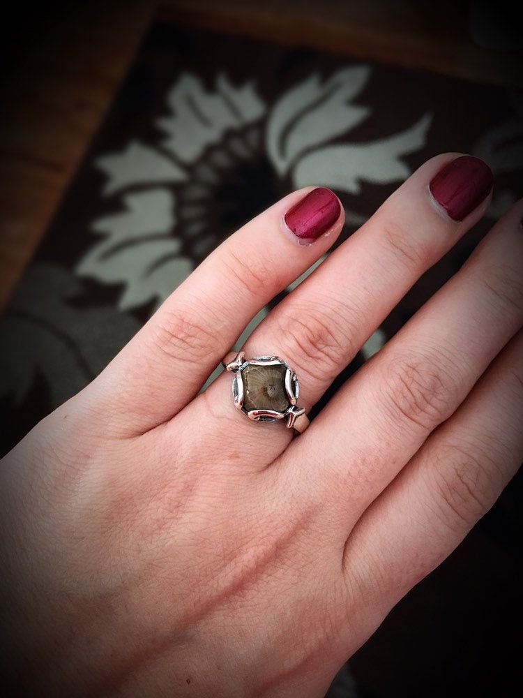 Sterling Silver Petoskey Stone Ring