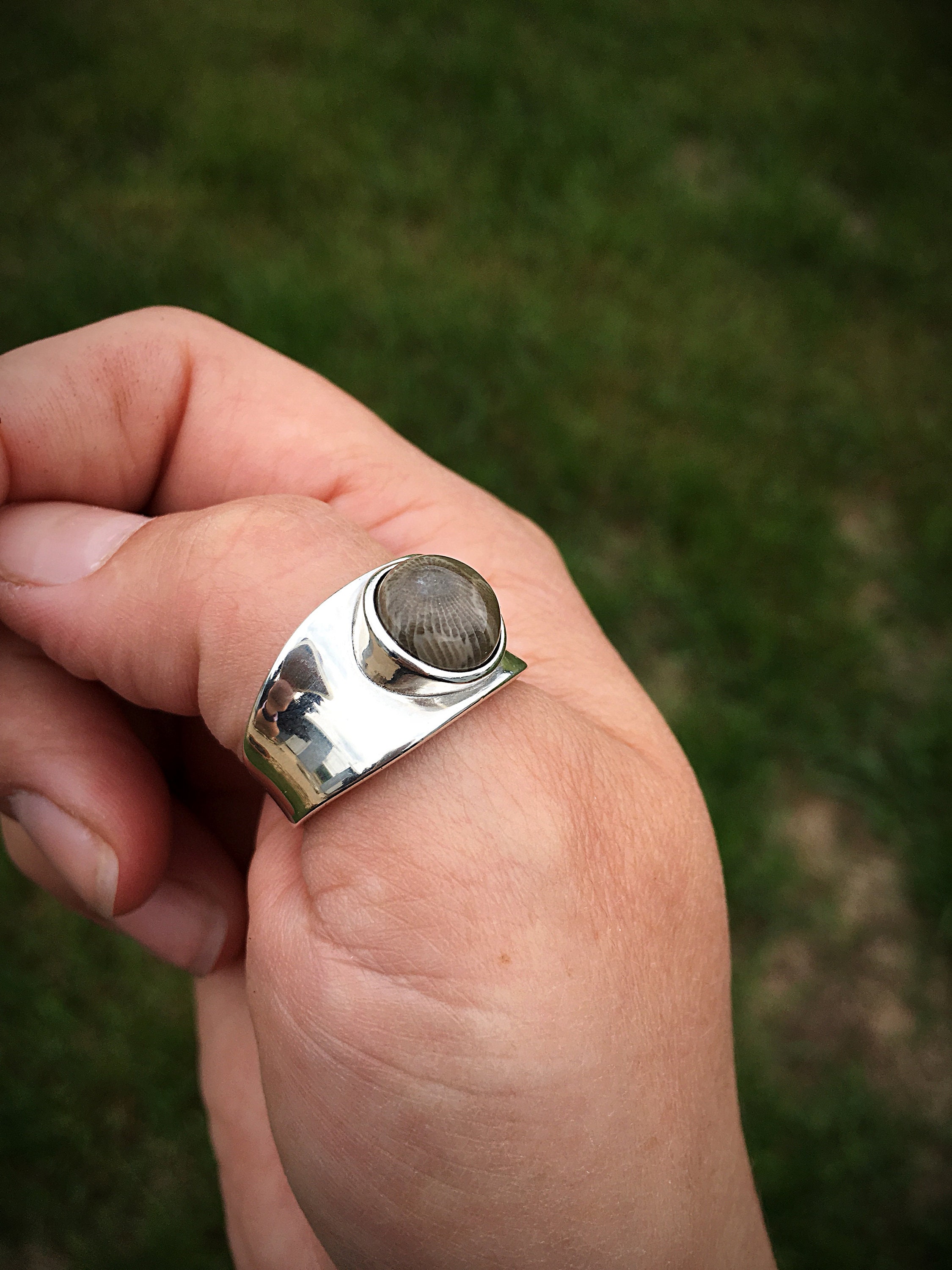 Sterling Silver Petoskey Stone Ring
