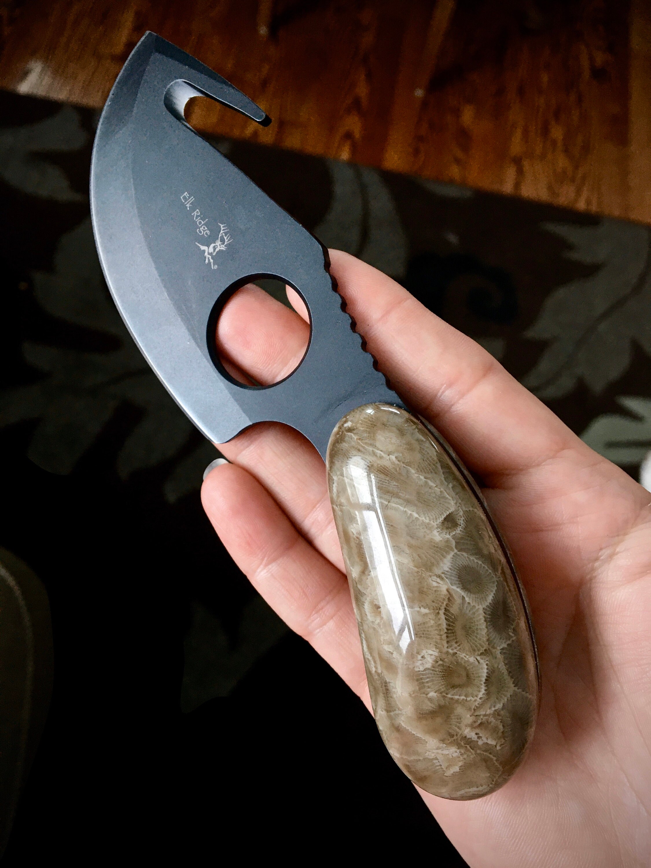 Skinning Knife with Petoskey Stone Handles