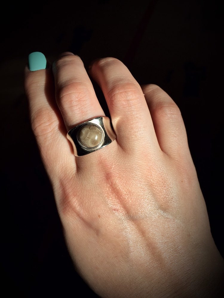 Sterling Silver Petoskey Stone Ring