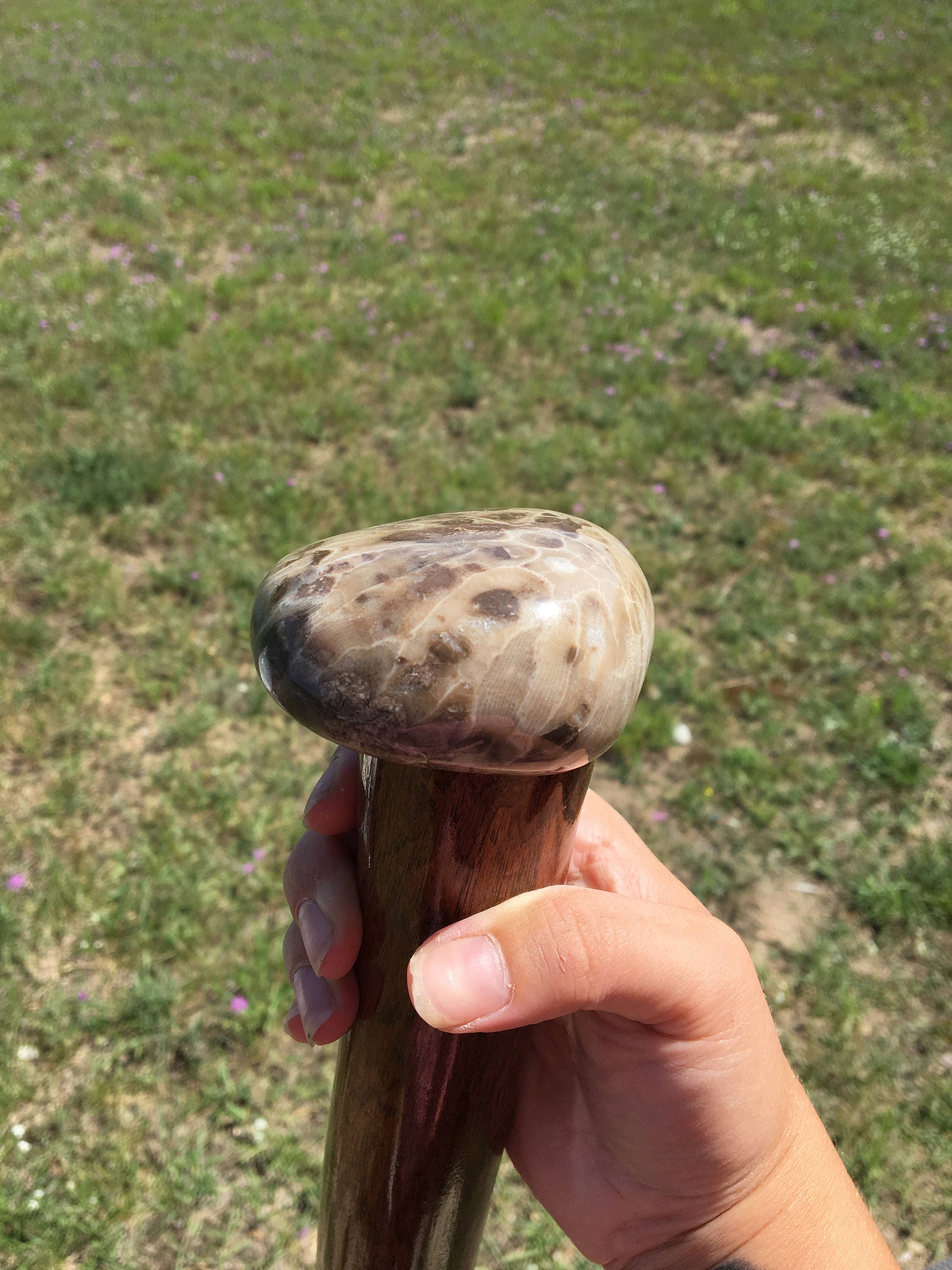 Michigan Hardwood and Petoskey Stone Walking Stick