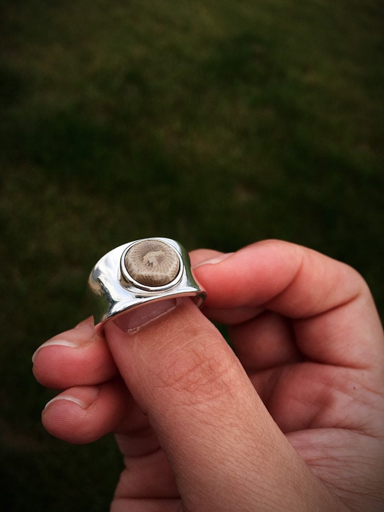 Sterling Silver Petoskey Stone Ring