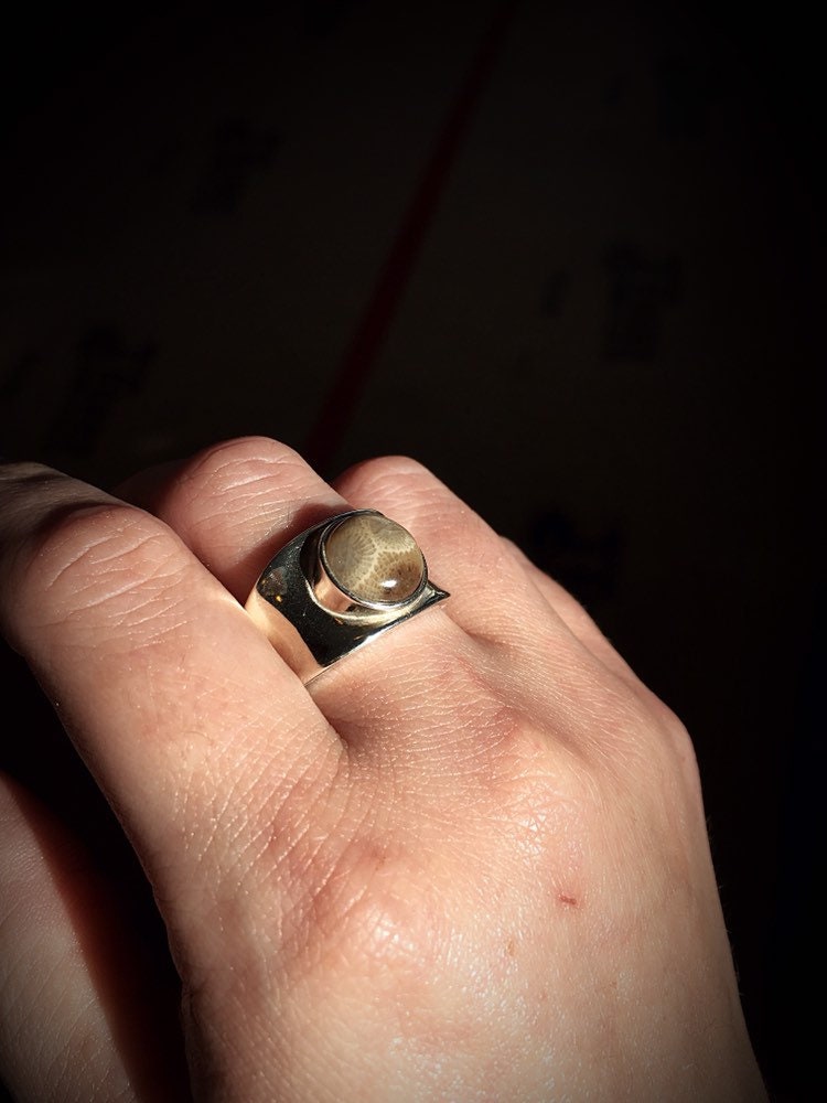 Sterling Silver Petoskey Stone Ring