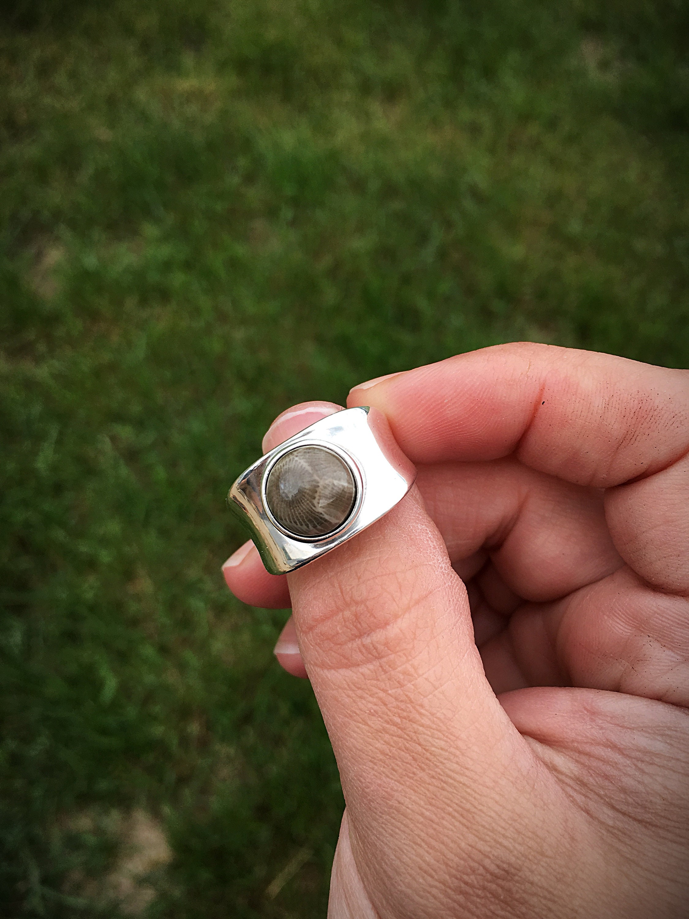 Sterling Silver Petoskey Stone Ring