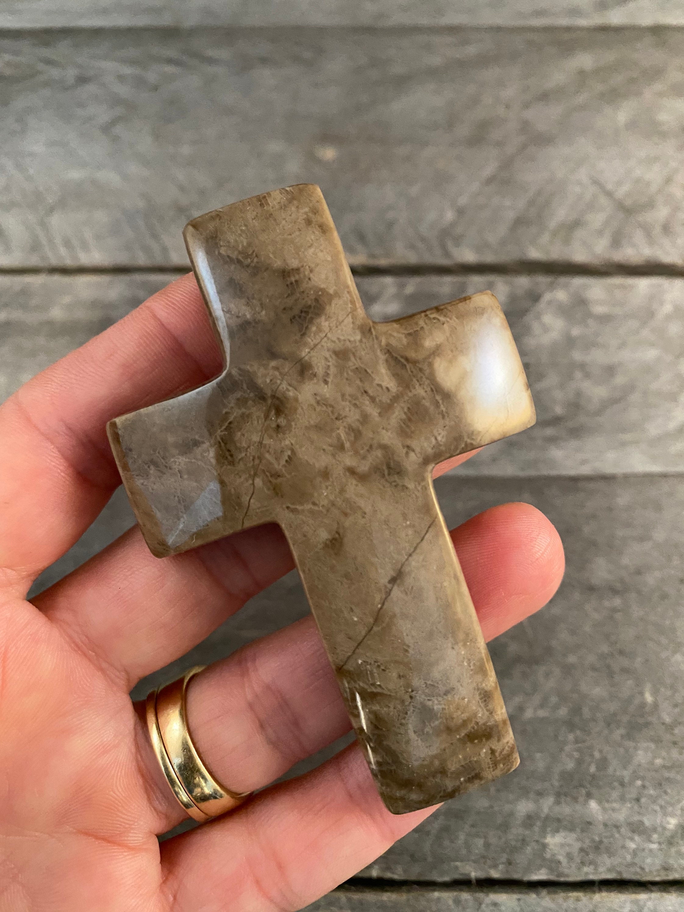 Beautifully Hand Polished Cross Shaped Petoskey Stone